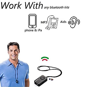 EDIMAEG Loud Sound 45-100dB 35 inch Amplifier Bluetooth Neckloop Aids T-coil with CIC Spy Earpiece