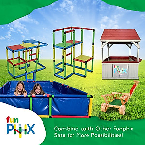 Funphix Kid's Playground Slide Set - Montessori Jungle Gym - STEM Buildable Climbing Toys for Toddlers 2-12 - Indoor & Outdoor Playhouse, 296 Pieces Deluxe Set