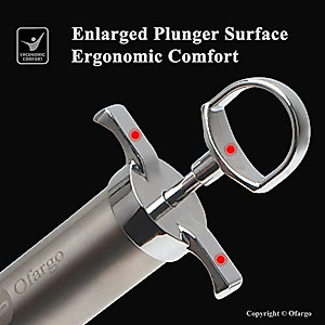 Ofargo 304-Stainless Steel Meat Injector Syringe with 4 Marinade Needles and Travel Case for BBQ Grill Smoker, 2-oz Large Capacity, Both Paper User Manual and E-Book Recipe