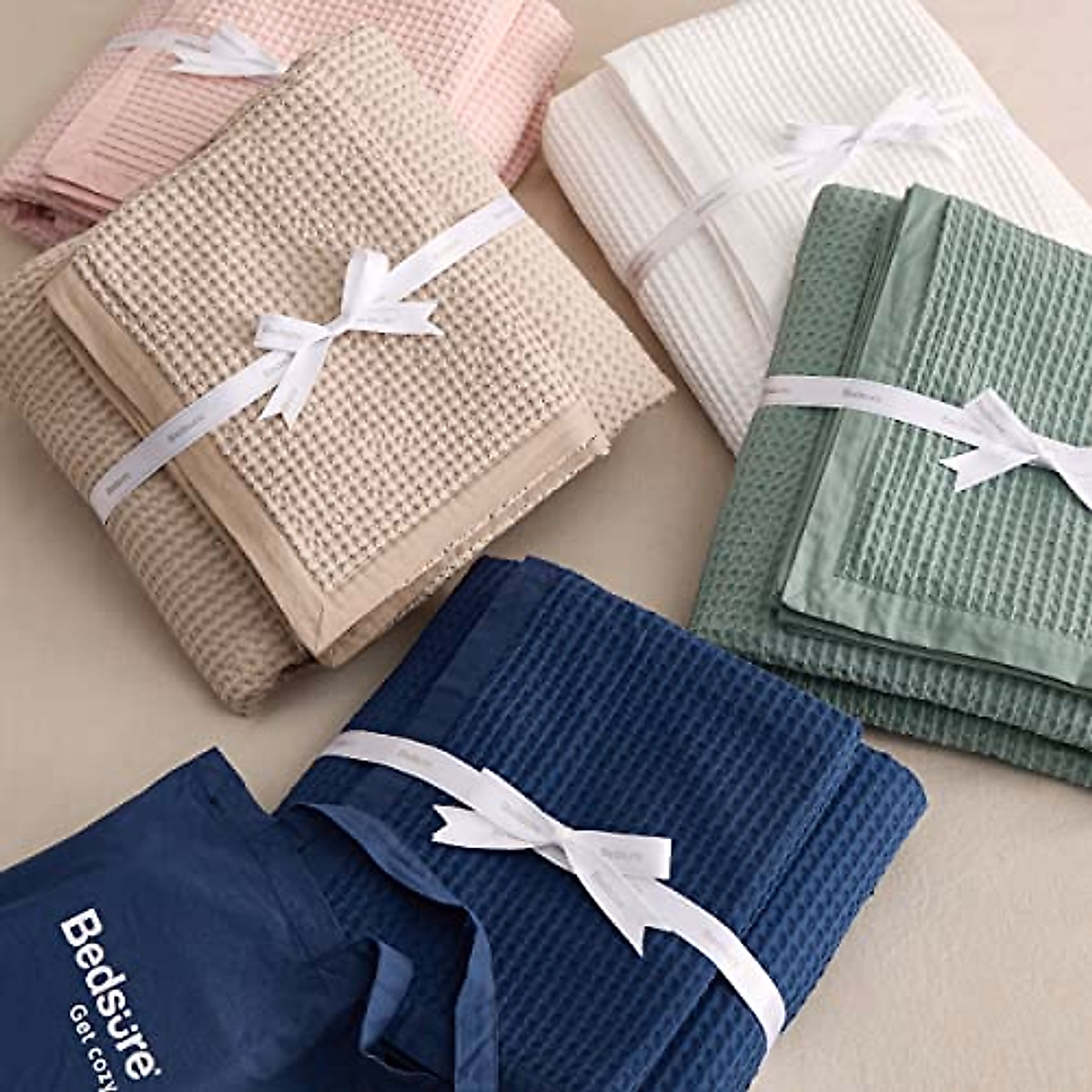 Bedsure Cotton Duvet Cover Twin - 100% Cotton Waffle Weave Coconut White Duvet Cover Twin Size, Soft and Breathable Twin Duvet Cover Set for All Season (Twin, 68"x90")