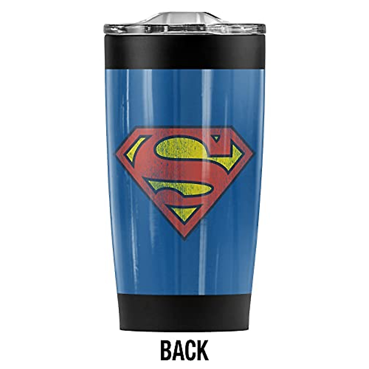 Superman Retro Supes Logo Stainless Steel Tumbler 20 oz Coffee Travel Mug/Cup, Vacuum Insulated & Double Wall with Leakproof Sliding Lid | Great for Hot Drinks and Cold Beverages