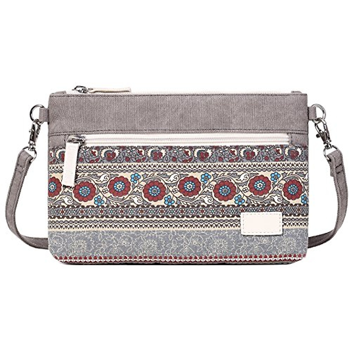 ArcEnCiel Small mini Crossbody Bag Canvas Cell Phone Purse Wallet with Shoulder Strap Handbag for Women Girls (Gray)