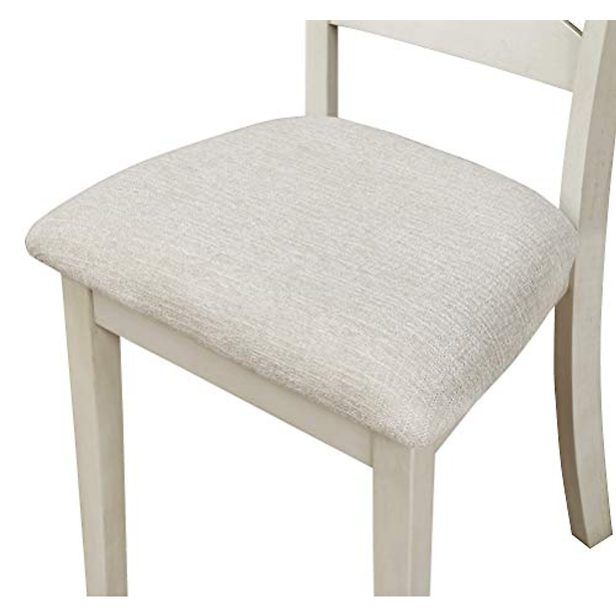 OSP Home Furnishings West Lake Dining Table Set, 7-Piece, Antique Tobacco Finish Top and Cream Base with Linen Fabric