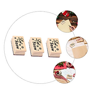 3pcs Christmas Snowflake Stamp Wooden Stamps Scrapbook Stamp Christmas Holiday Decorative Rubber Stamp Xmas Stamp Wooden Seal DIY Diary Stamp Snow Stamp self Made periodicals