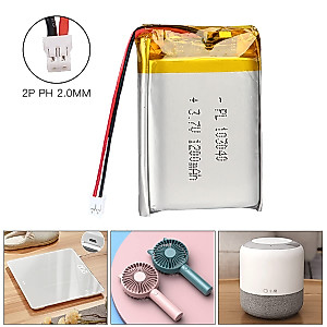 YDL 3.7V 1200mAh 103040 Lipo Battery Rechargeable Lithium Polymer ion Battery Pack with PH2.0mm JST Connector