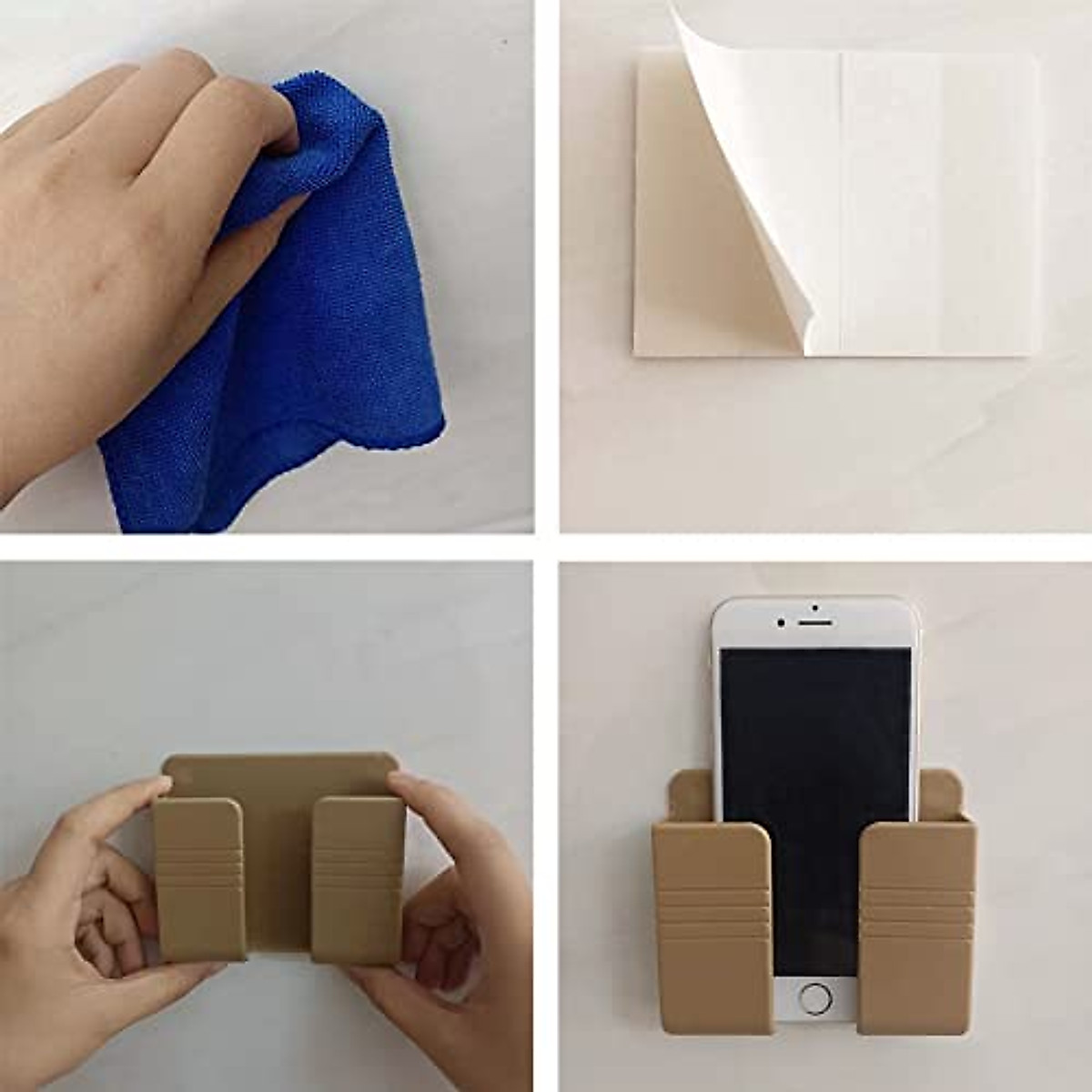 Medsuo Self-Adhesive Phone Holder Wall Mounted Cellphone Stand Charging Holder for Smartphones Cellphone Bracket Suitable for Home and Office (Gold)