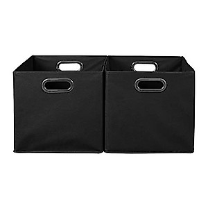 Set of 2 Cubo Foldable Fabric Bins- Black