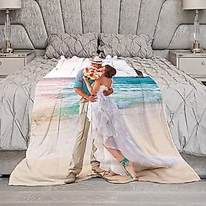 AMAPARK Custom Blanket with Photo Text Personalized Throw Blanket Customized Blanket for Her for Him Flannel Blankets Father's Day Mother's Day Birthday Valentines, 1 Photo, 40"x50"