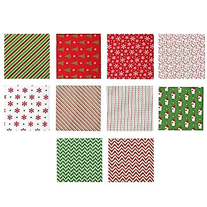 20pcs Christmas Cotton Fabric Bundles Sewing Square Fabric Christmas Patterns Quilting Fabric Patchwork Precut Fabric Scraps for DIY Craft Christmas Party Supplies Random Style