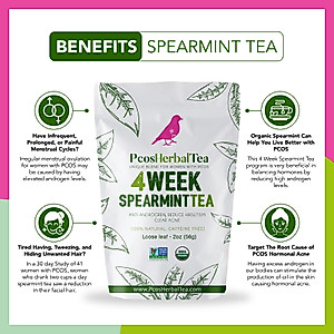 PCOS Spearmint Organic Tea helps hormone balance, reduce unwanted hair, clear acne, healthy skin (1pack)