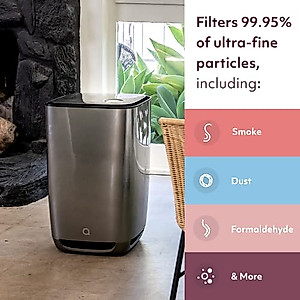 Aeris aair 3-in-1 Pro Air Purifier - True HEPA H13 Filtration - Eliminate Particulates from Large Rooms - Smart Sensor Technology - Quiet/Low Noise - Wi-Fi Connectivity - (Graphite)