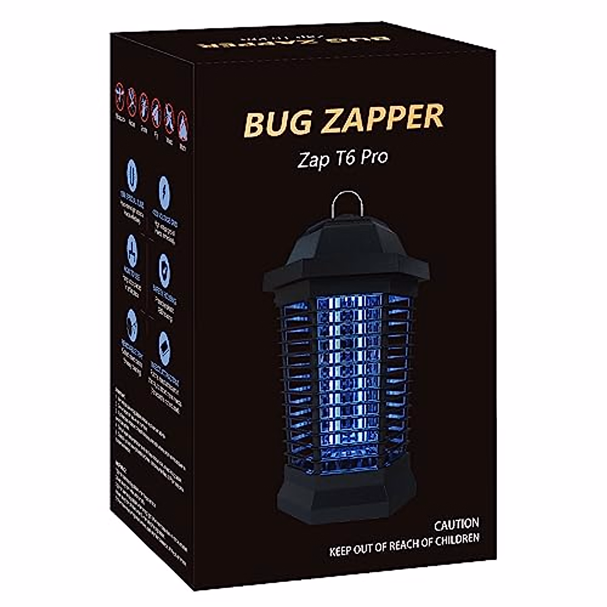 GOOTOP Bug Zapper Outdoor Electric, Mosquito Zapper, Fly Traps, Fly Zapper, Mosquito Killer, 3 Prong Plug, 90-130V, ABS Plastic Outer (Black)