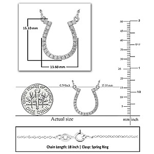 Dazzlingrock Collection 0.22 Carat (ctw) Round White Diamond Horseshoe Pendant with 18 inch Silver Chain for Women in 14K White Gold