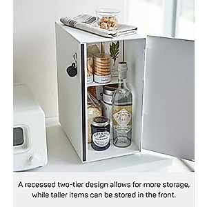 YAMAZAKI Home Box Keeper Container, Large Metal Bread Holder Saver, Slim Space Saving Counter Storage | Steel, One Size, White