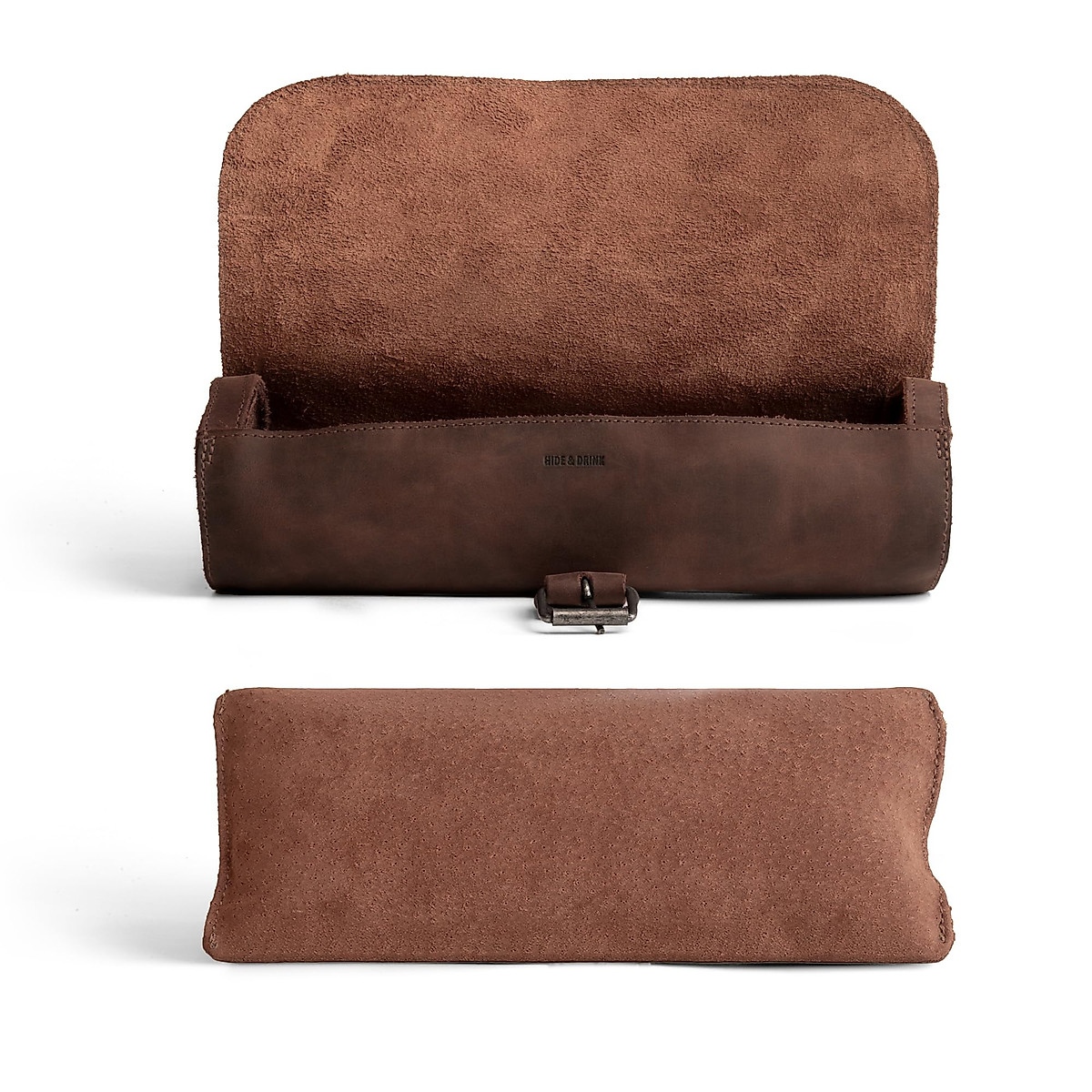 Hide & Drink, Cylinder Watch Case, Holds 4 Watches, Storage Box, Jewelry Roll Organizer, Travel Accessories, Full Grain Leather, Handmade, Bourbon Brown