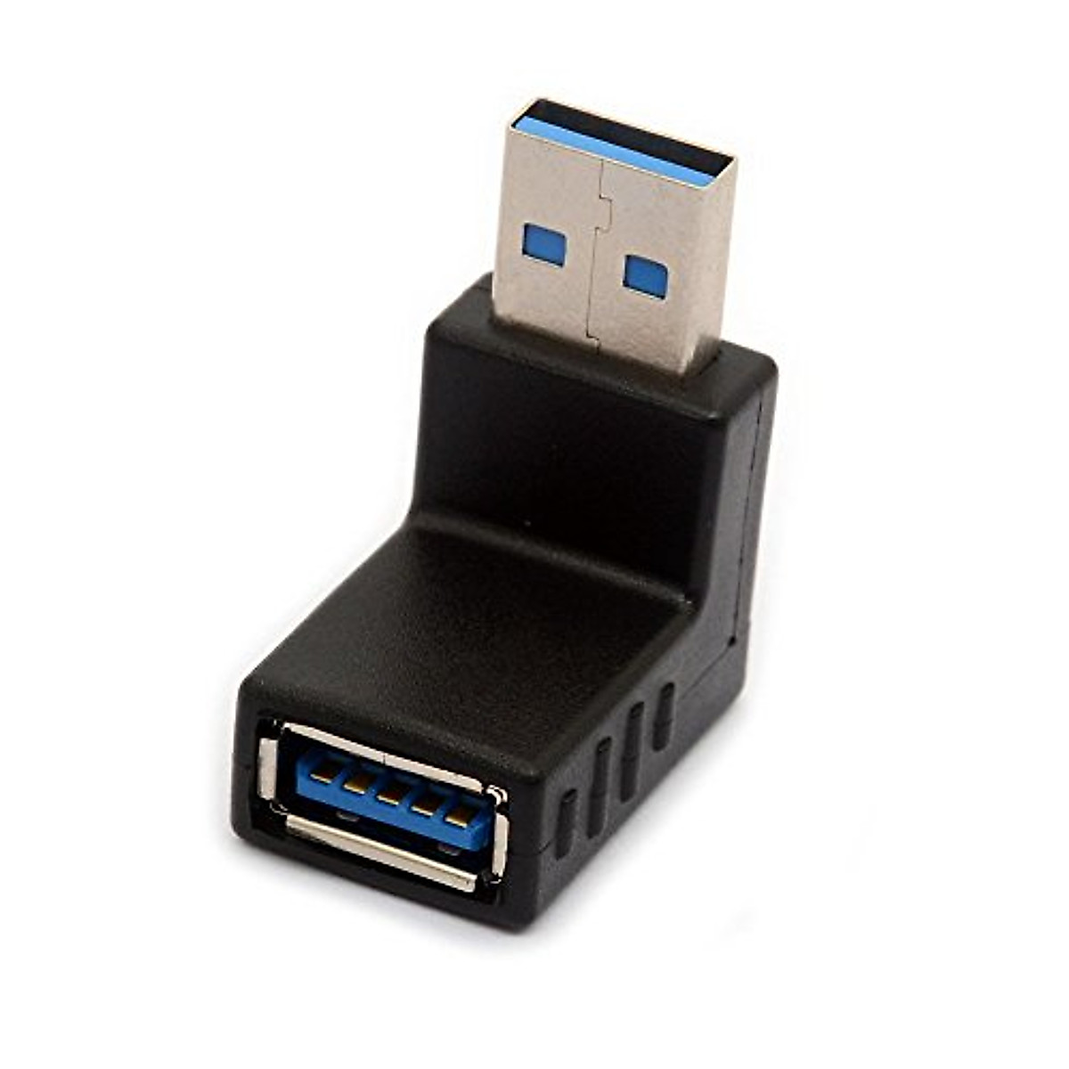 BSHTU USB 3.0 Adapter 90 Degree Right Angled Gender Changers USB Connector Type A Vertical Male to Female Extender L-Shape Plug 2Pcs (Down)