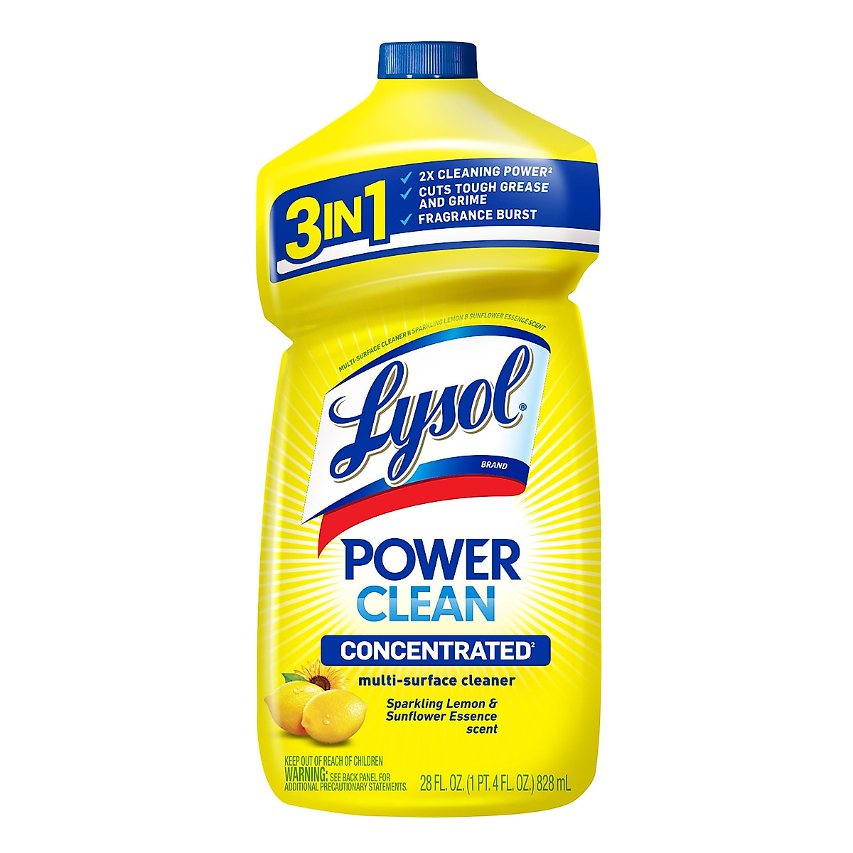 Lysol Multi-Surface Cleaner, Sanitizing and Disinfecting Pour, to Clean and Deodorize, Sparkling Lemon and Sunflower Essence, 40 Fl Oz (Pack of 3)