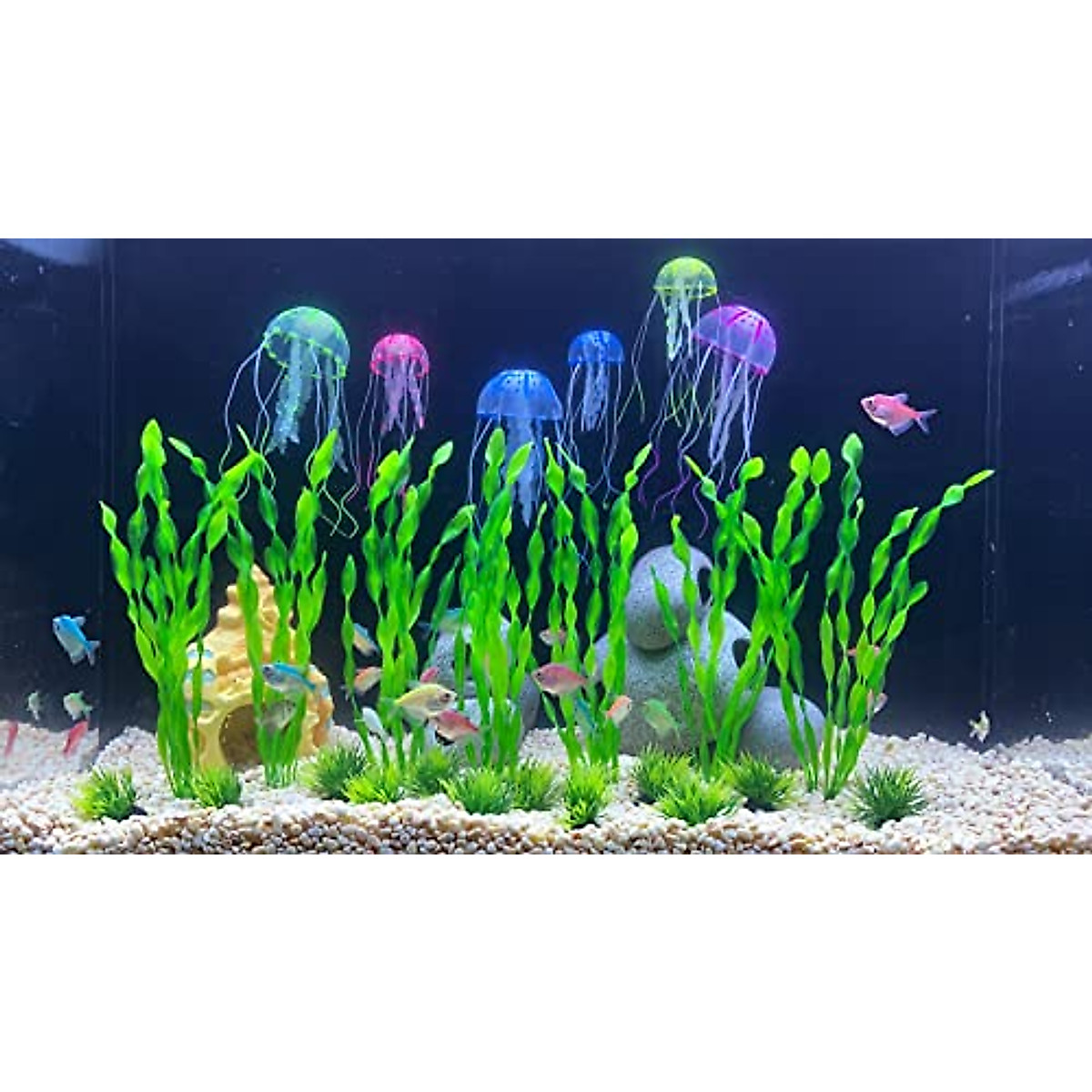 BEGONDIS 18Pcs Artificial Jelly Fish Artificial Aquarium Plants Plants Set, Fake Aquatic Plastic Plants Artificial Fish Tank Plants for Aquarium Decorations