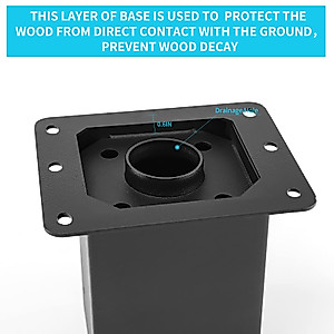 AXWHYS 4x4 Post Base 4 Pcs, (Inner Size 3.6x3.6) Post Anchors, 13GA Thick Solid Steel & Black Powder Coated,Deck Post Brackets Support Deck Base Plate Pergola Brackets Fence Kit Mailbox Mount