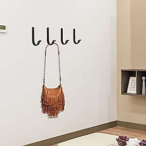 Hananona 10 Pcs Coat Hooks, Wrought Iron Hooks, Heavy Duty Wall Mounted Hooks, Hangers for Keys, Coats, Robe, Bags, Home, Kitchen (10, Black)