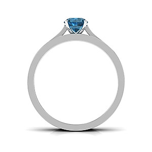 Certified London Blue Topaz Diamond Bridal Ring Set, AAA Quality, Natural Topaz Diamond Wedding Ring Set - Ready to Gift, 14K White Gold, Size:US 8.50