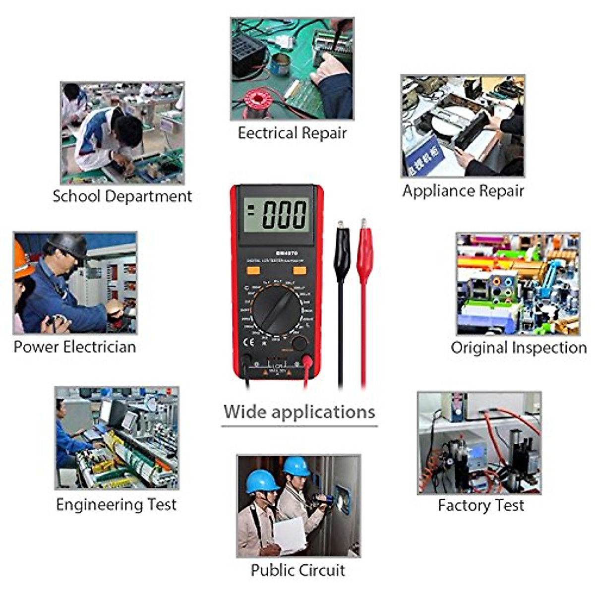 CAMWAY LCR Meter LCD Capacitance Inductance Resistance Tester Measuring Meter Self-Discharge pF nF μF with Overrange Display