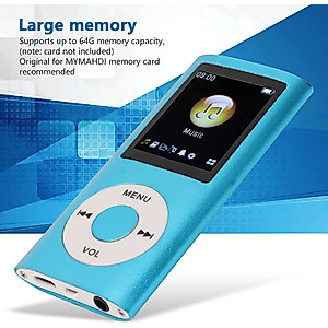MP3 Player, Portable Lossless Sound Slim MP3 Music Player with Earphone, 1.8 Inch LCD Screen Digital Music Player, （Memory Card Not Included）(Black)