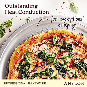 Anolon Pro-Bake Aluminized Steel Bakeware Perforated Pizza Pan, 14 Inch - Silver