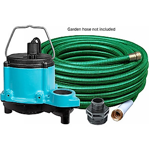 Little Giant 6-CIM-R 115-Volt, 1/3 HP, 2750 GPH Manual Submersible Sump/Utility Pump with 25-Ft. Cord, Blue, 506274