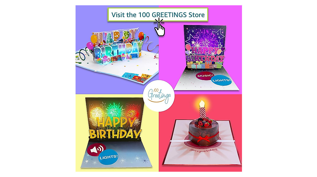 Lights & Sound Fireworks Pop Up Birthday Card - 100 Greetings