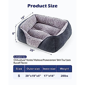 AIPERRO Dog Beds for Small Dogs, Dog Bed Small Size Dog Washable, Orthopedic Dog Bed Indoor, Sofa Bed Soft Sleeping Puppy Dog Beds Breathable Cuddler Pet Bed with Anti-Slip Bottom 20 * 19In