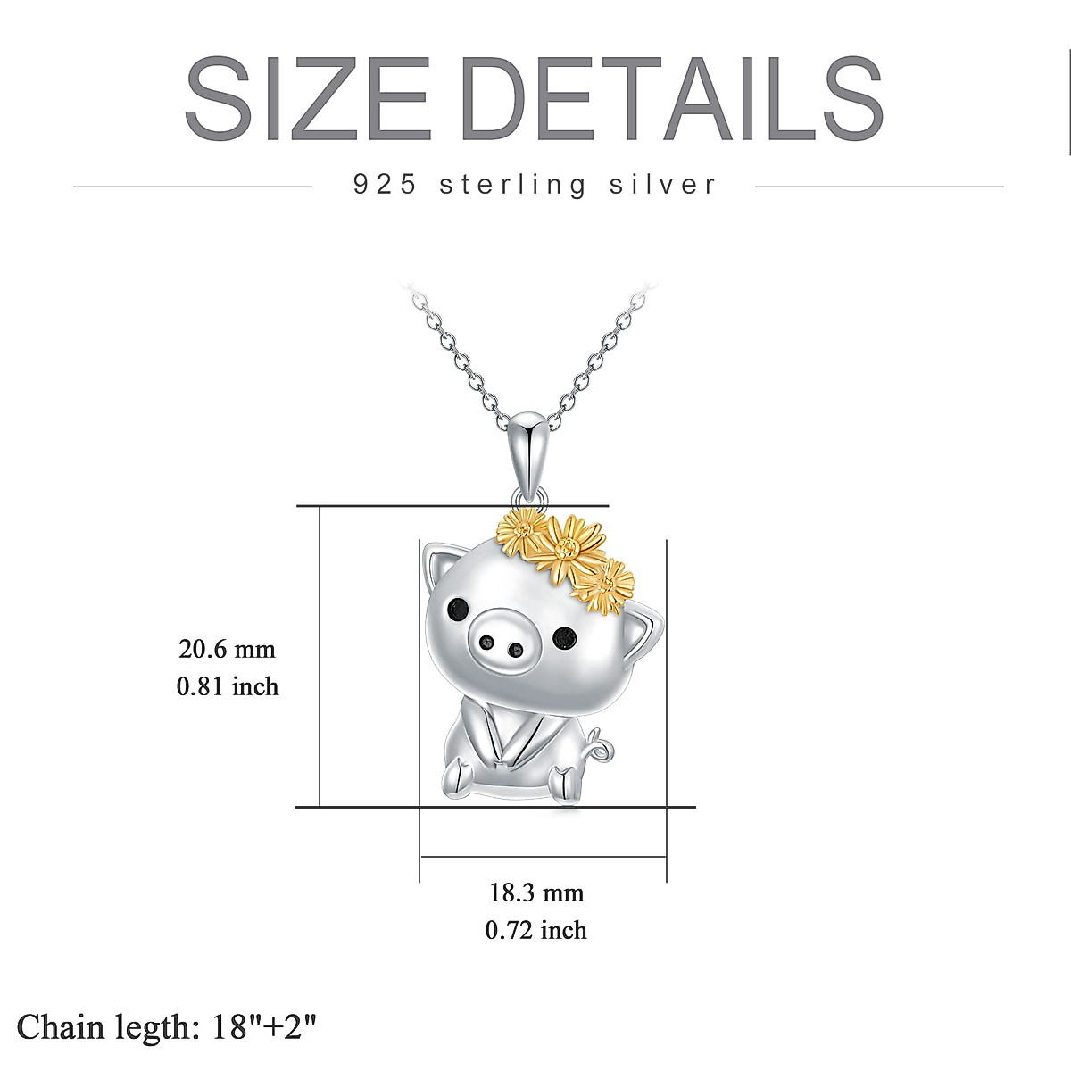 PELOVNY Pig Gifts For Pig Lovers 925 Sterling Silver Piggy Jewelry Gifts for Women