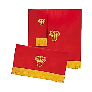 Set of 3 Reversible Paraments: Red/White 100% Polyester faille 20 x 80" L