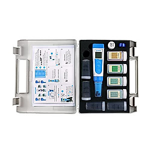 APERA INSTRUMENTS AI316 Premium Series PC60 5-in-1 Waterproof pH/EC (Conductivity) /TDS (ppm) /Salinity (ppt) /Temp. Multi-Parameter Pocket Tester Kit