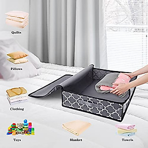 StorageRight Storage Bins, Under Bed Storage Containers, Foldable Clothes Storage Box, Storage Organizer, with Handles, for Comforter, Blanket, Clothing, Sweaters, Pillows, Toys, Grey, 3-Pack