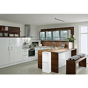 Kaser Metal Garbage Cabinet - 2 Drawer | 2x4 Gallon Plastic Bins with Metal Handle, Trash Can | Waste Separation - Kitchen Recycling