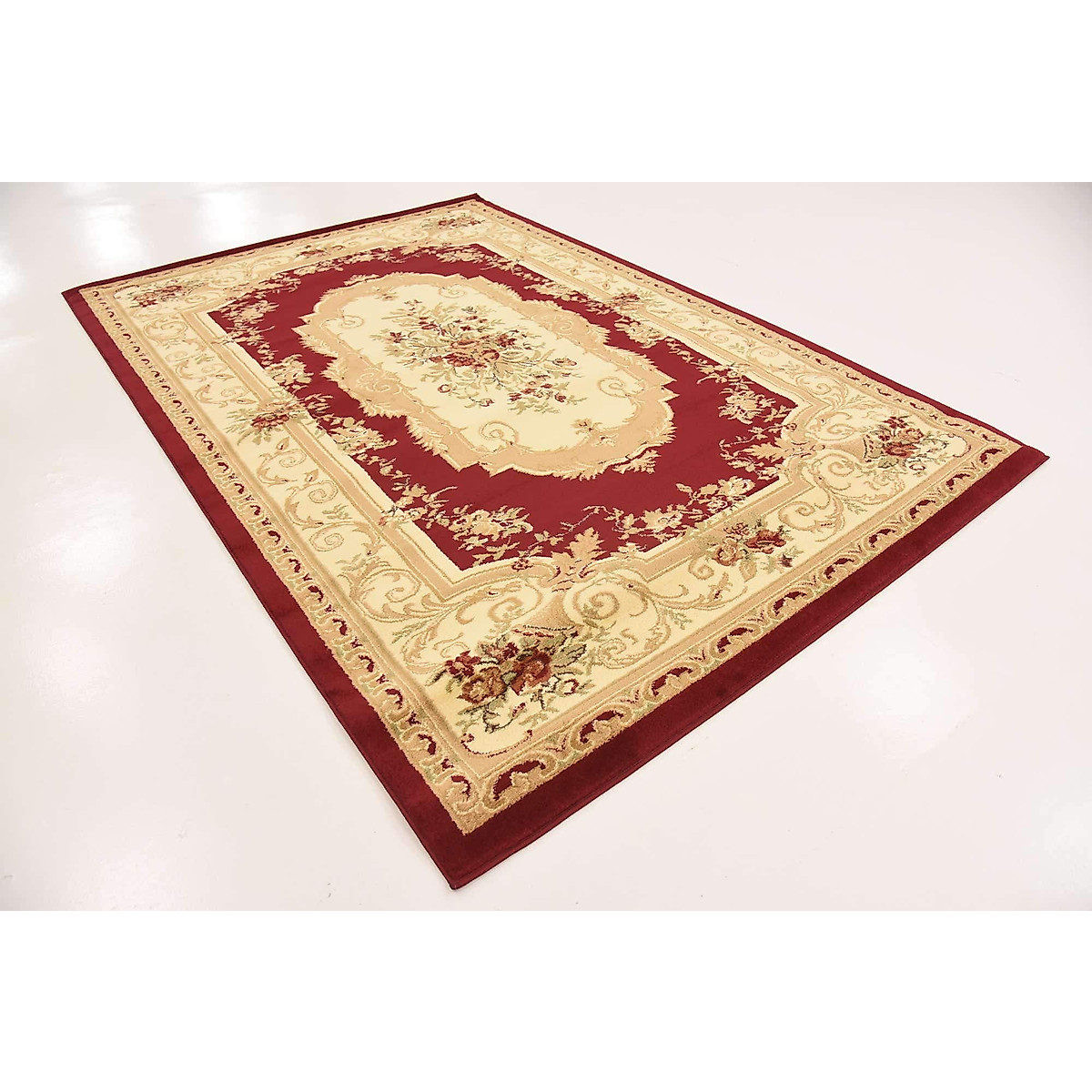 Unique Loom Versailles Collection Traditional Classic Floral Motif Area Rug (6' 0 x 9' 0 Rectangular, Burgundy/ Ivory)