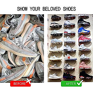 Floating Shoe Shelves for Closet Wall Set of 12, Floating Shoe Display Clear Acrylic Sneaker Shelves to Show Top Shoes and Sneaker Collection, Includes Shelves Shoe Organizers with Cross Screws