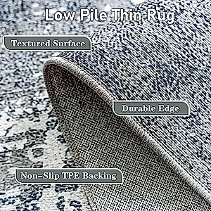 OMERAI Washable Rug 4'x6' Abstract Machine Washable Rugs Ultra-Thin Area Rugs for Living Room Non Slip Stain Resistant Modern Carpet for Bedroom Dining Room Office Kitchen Grey Rug Washable (Grey)