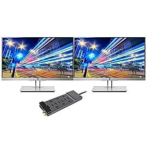 HP EliteDisplay E233 23 Inch Full HD Screen LED 2-Pack Display Bundle with 12-Outlet Professional SurgeMaster