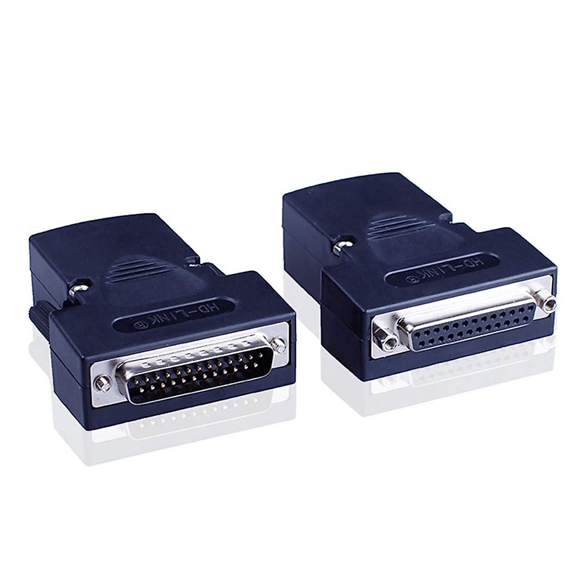 ANMBEST 2PCS DB25 Solderless Connector, RS232 D-SUB Serial to 25-pin Port Terminal Male Adapter Breakout Board with Case Long Bolts Nuts
