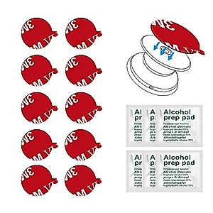 K TOMOTO [10 Pack] 3M VHB Sticky Adhesive Pads for Socket Mount Base, Duble Side Heat Resistant Strong Sticker Replacement Tape for Phone Collapsible Grip & Stand Back, 1.3 Inches, Clear