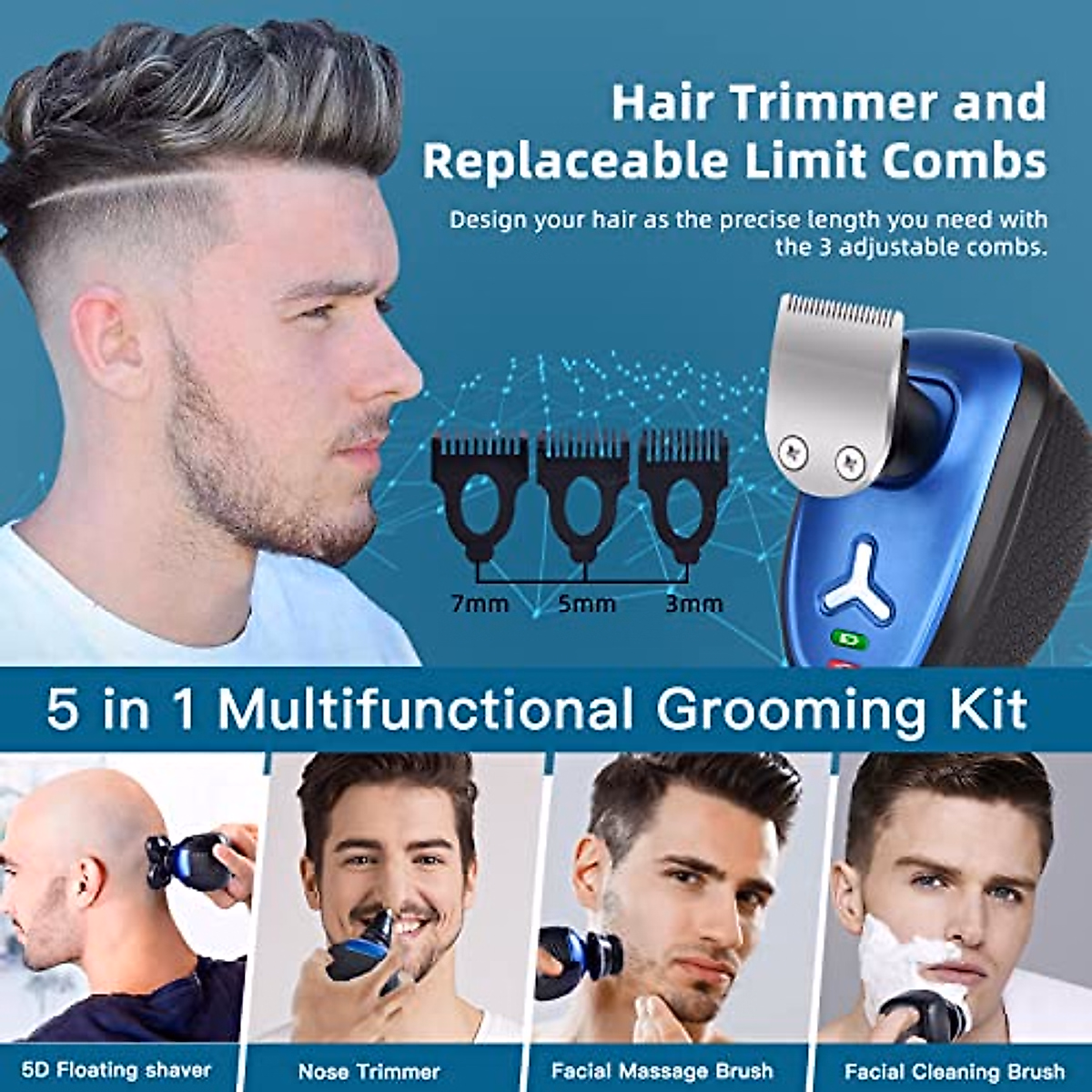 Head Shavers for Bald Men Electric Head Razors Wet Dry,Bald Head Shavers for Mens Head,Electric Shavers for Men Face, Grooming Ket Head Shaver Waterproof with Sensitive Skin Man Shaving Cordless