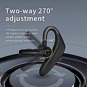Bluetooth Earpiece Trucker Bluetooth Headset with Microphone Phone Earpiece Wireless Bluetooth for Cell Phones ENC Single Ear Waterproof Bluetooth Headset Hands Free for Office Business Driving Black