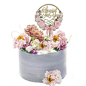 4pcs Gold Flower Acrylic Happy Birthday Cake Topper Cake Decoration Supplies