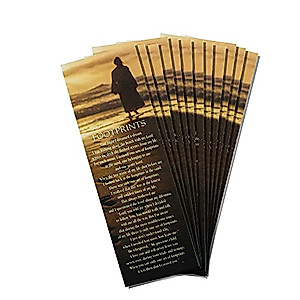 Footprints Poem Golden Brown Beach 5 x 2 Cardstock Bookmark Pack 12