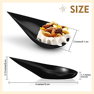 400 Pcs 4 Inch Plastic Appetizer Spoons Tasting Spoons Disposable Mini Appetizer Plates Tear Drop Serving Spoons Dessert Spoons Teardrop Asian Spoon for Party Dessert Dishes Catering (Black)