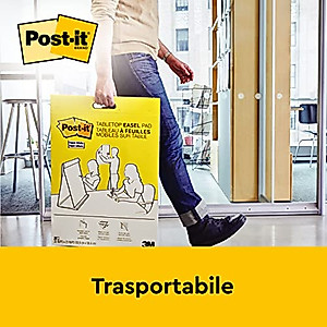 Post-it Super Sticky Portable Tabletop Easel Pad w/ Dry Erase Panel, Great for Virtual Teachers and Students, 20x23 Inches, 20 Sheets/Pad, 1 Pad, Built-in Stand (563DE)