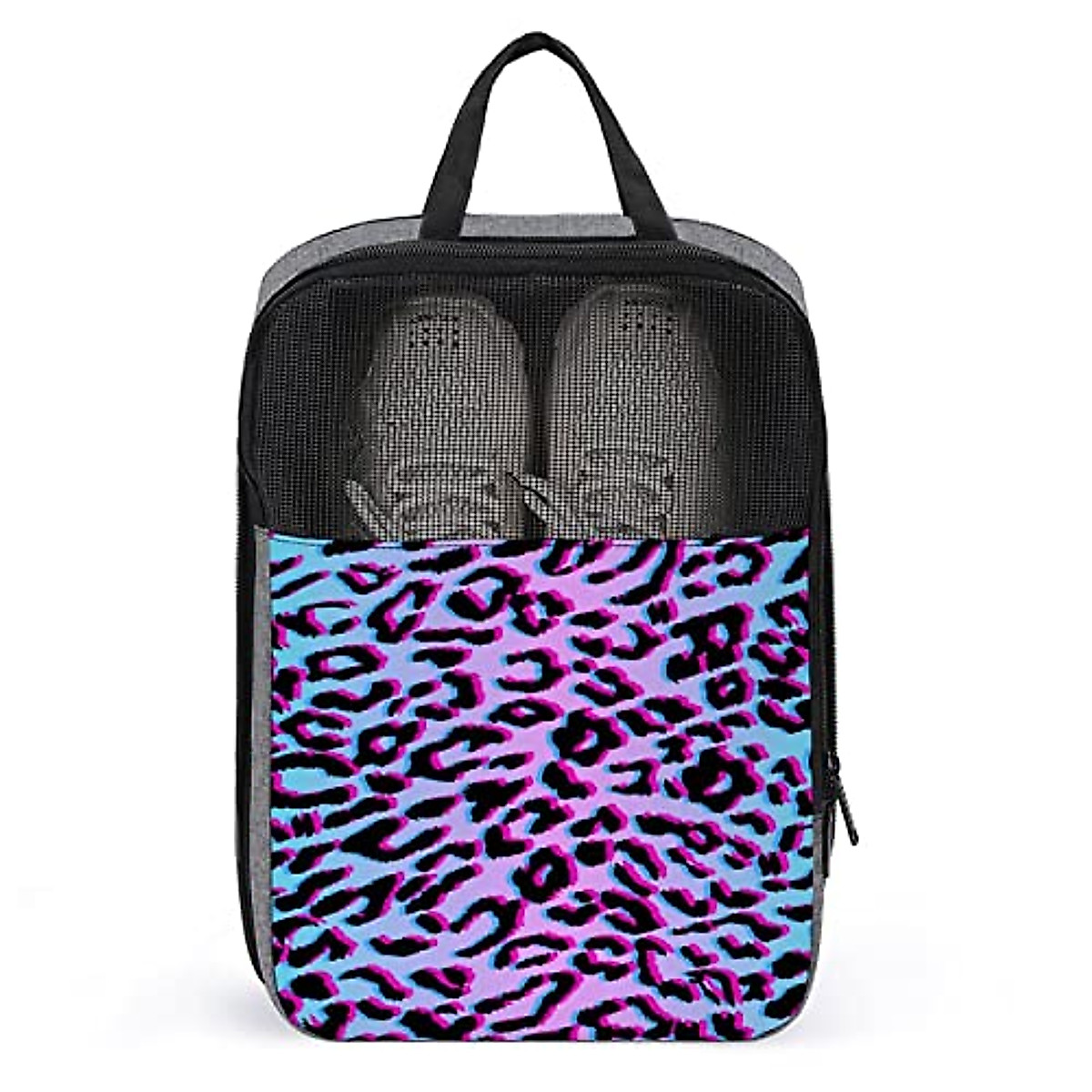 Frcavbin Vibrant Pop Leopard Print Travel Shoe Bag Shoes Carrier with Handle and Zipper Foldable Shoe Puches Organizer for Home storage School starts