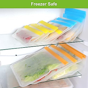 Moretoes 14 Pack Reusable Ziploc Bags, Stasher Silicone Reusable Storage Bag for Lunch Salad Fruit (4 Gallon Freezer Bags+5 Sandwich Bags+5 Leakproof Snack Bags)